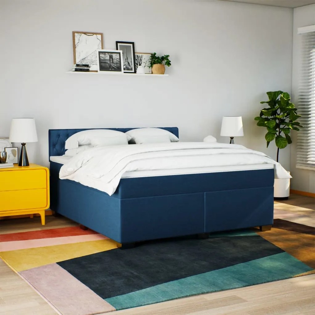 Box spring postel s matrací modrá 180x200 cm textil 3285980
