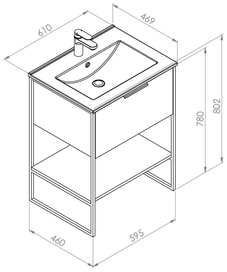 A-Interiéry Koupelnová skříňka pod deskové umyvadlo Kubik OC 60-HD - KUBIK-OC-60-HD