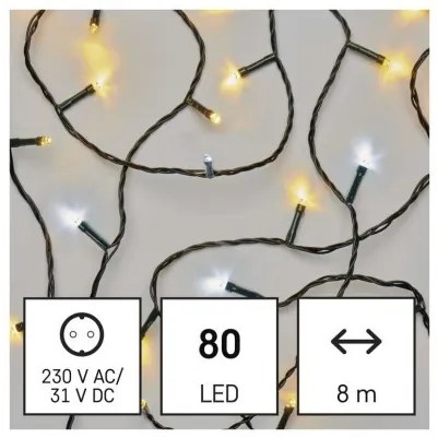 LED vánoční řetěz Steny s časovačem 8 m teplá/studená bílá