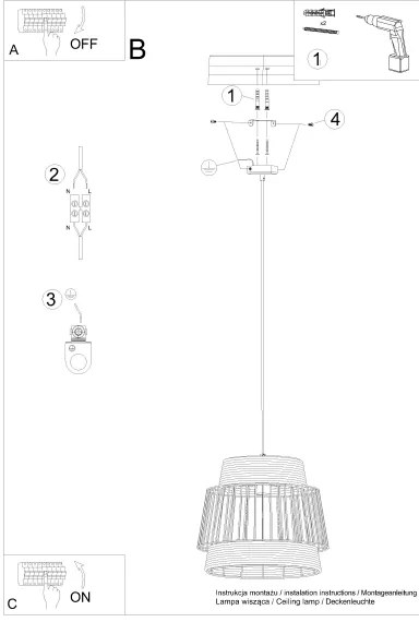 Sollux SL.1253 - Lustr na lanku BRILO 1xE27/15W/230V
