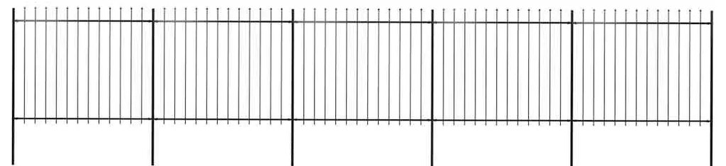 Zahradní plot s kopím nahoře ocelový 838 x 150 cm černý 277633