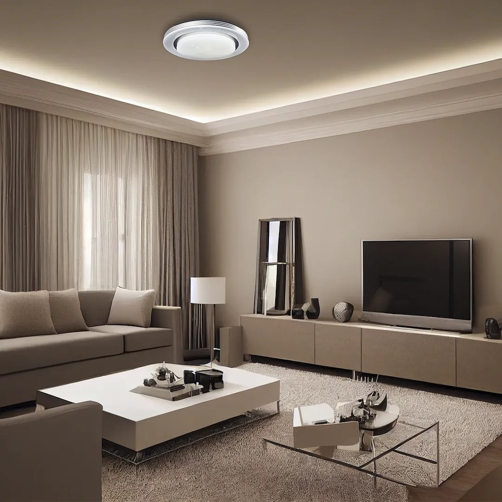 Stropní LED svítidlo Kelly, 1x LED 48w, 3000-6000k, b/s, s ovladačem