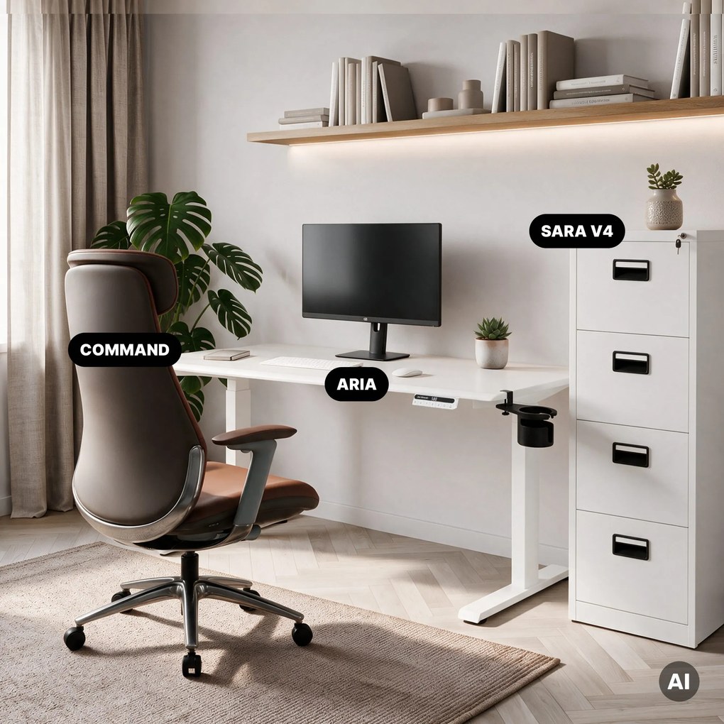 Elektrický stůl s nastavitelnou výškou ergonomický bílý,1400x700 mm: ARIA