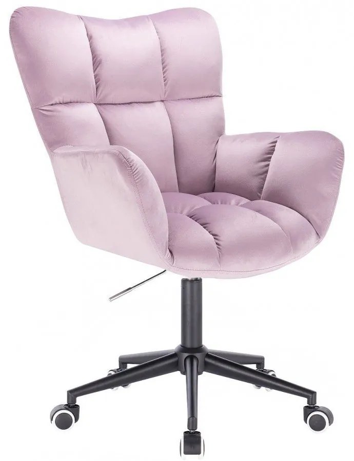 LuxuryForm Křeslo AURORA VELUR na černé podstavě s kolečky - levandule