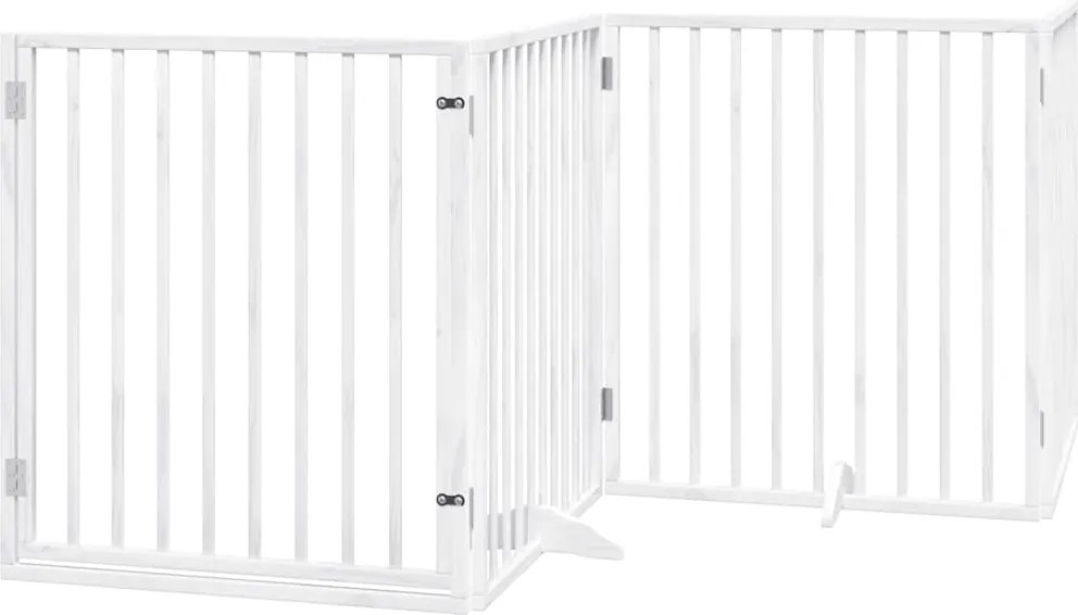 Zábrana pro psy s dvířky skládací 10 panelů bílá 800 cm topol 3155567
