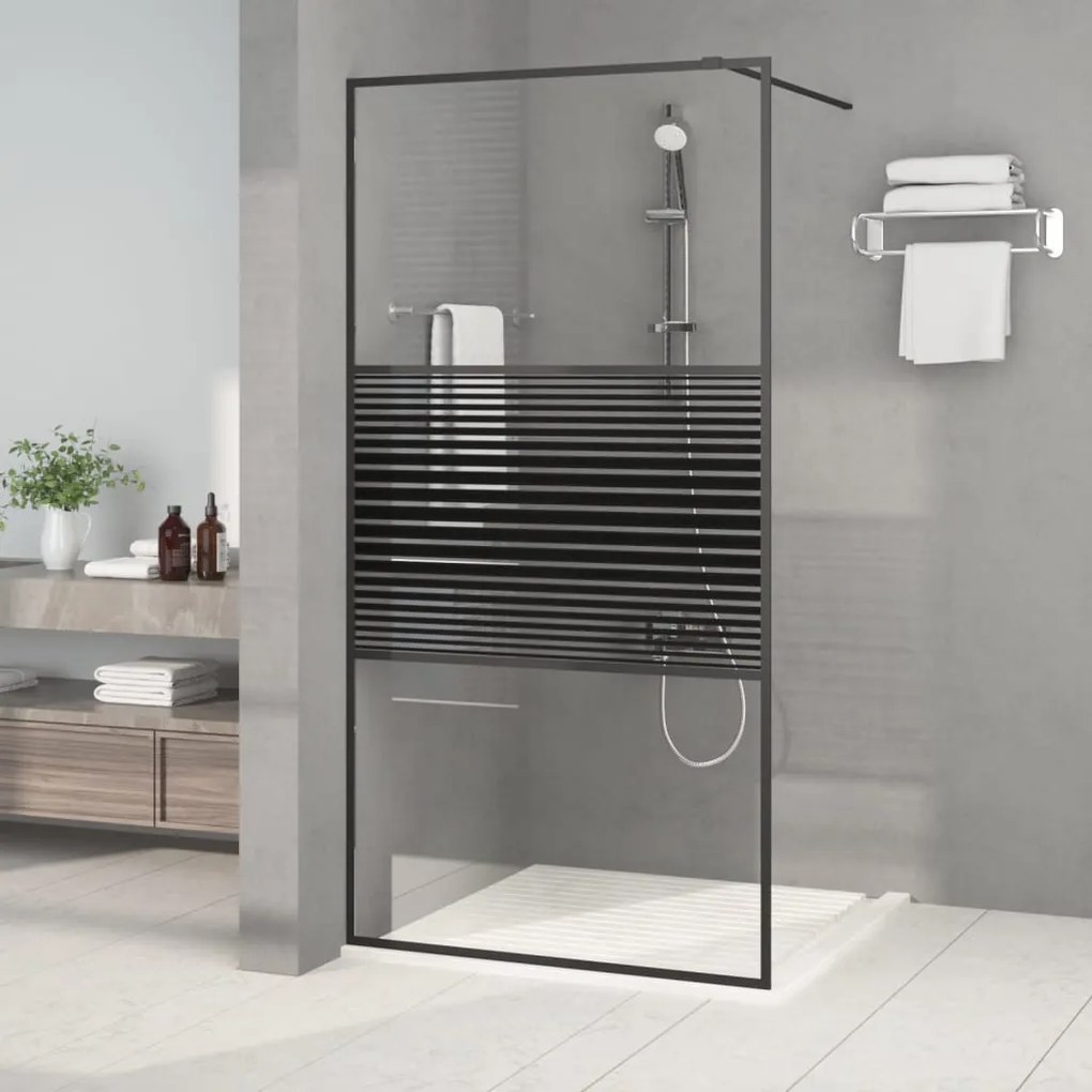 Sprchová zástěna walk-in černá 100 x 195 cm čiré ESG sklo 152147