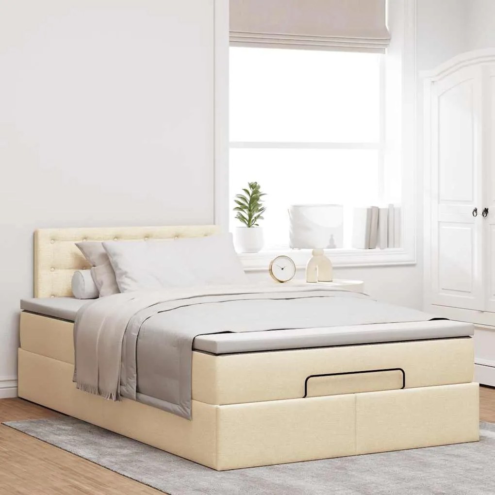 Osmanský rám postele s matrací krémově 120x200cm textil 3312469