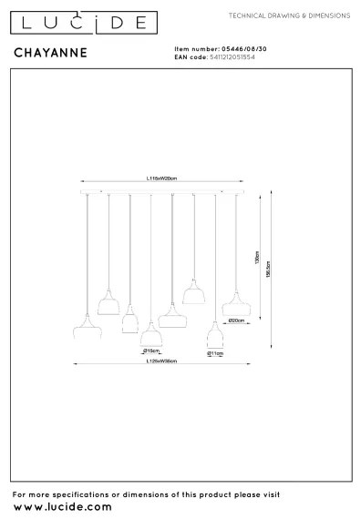 Lucide 05446/08/30 - Lustr na lanku CHAYANNE 8xE14/10W/230V