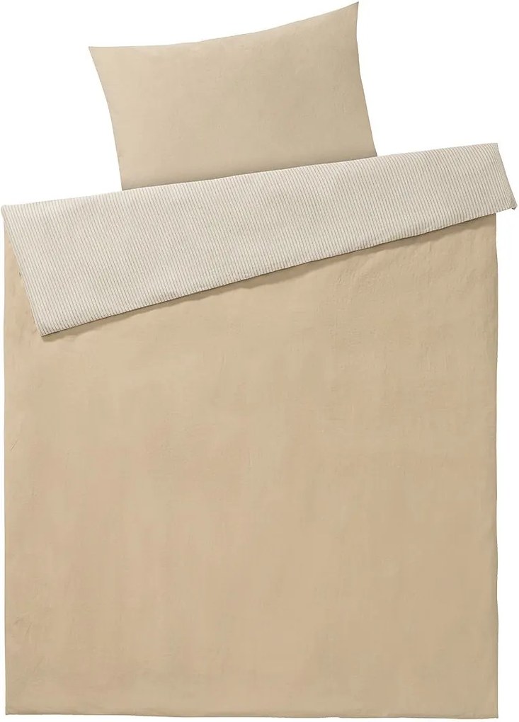 MERADISO® Lněné ložní prádlo, 140 x 200 cm (pruhy/písková/bílá), - 4056232386074
