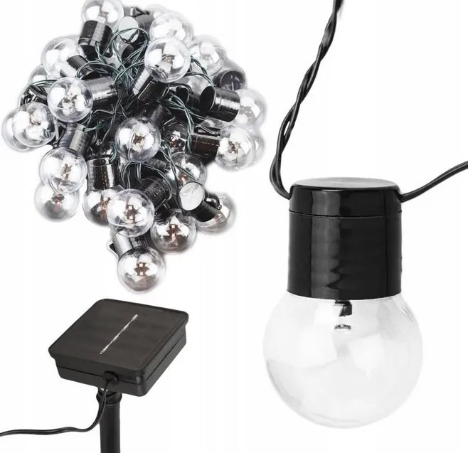 Solární párty osvětlení řetěz girlanda GIR65, 30xLED, G40, 6,5m