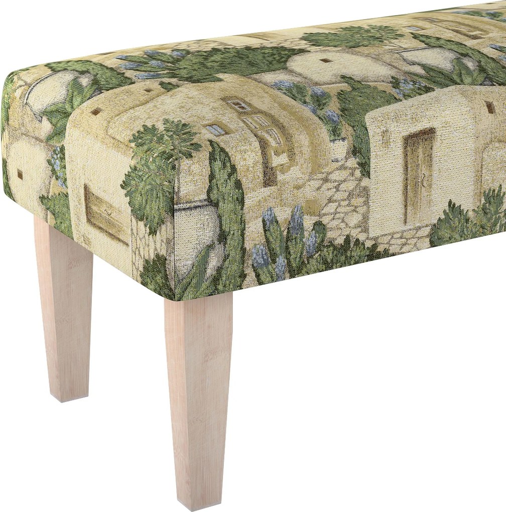 Dlouhá lavička 100x40cm barva béžová látka pletený vzor, vzorované