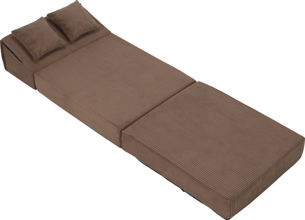 Skládací matrace/křeslo, 2v1, světle hnědá, PELOS