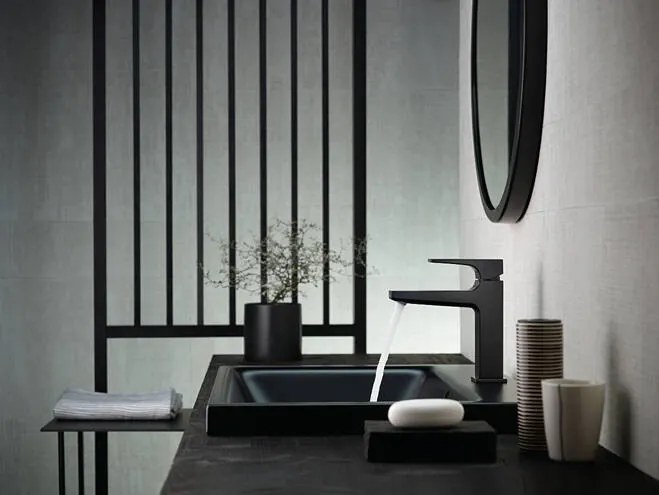 Hansgrohe Metropol, umyvadlová baterie 110 s výpustí Push-Open, černá matná, 32507670