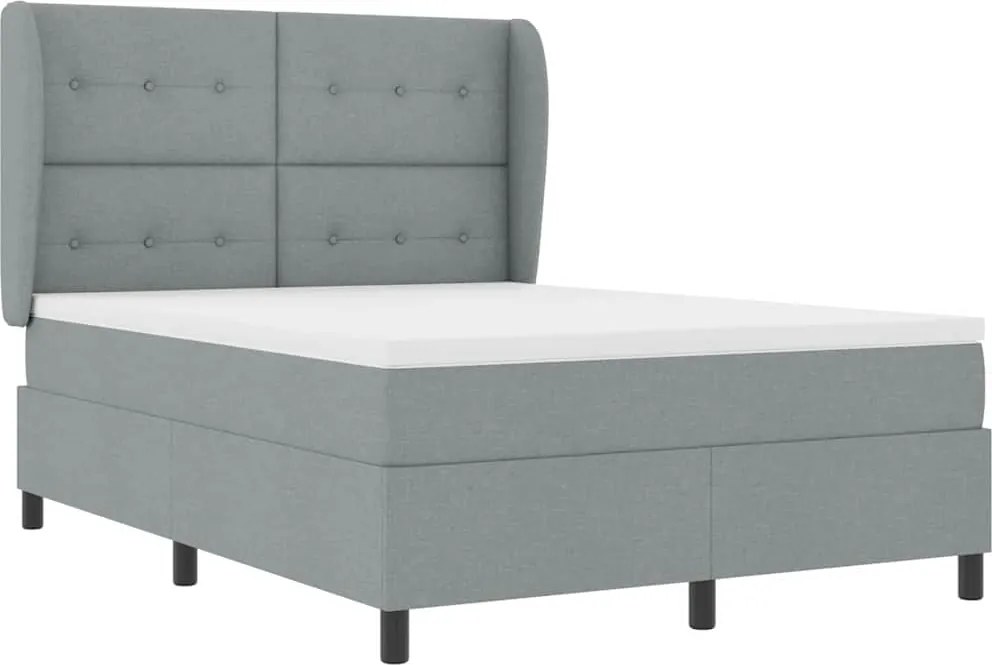 Postel s boxspringem s čelo Světle šedá 140 x 200 cm textil 3340564