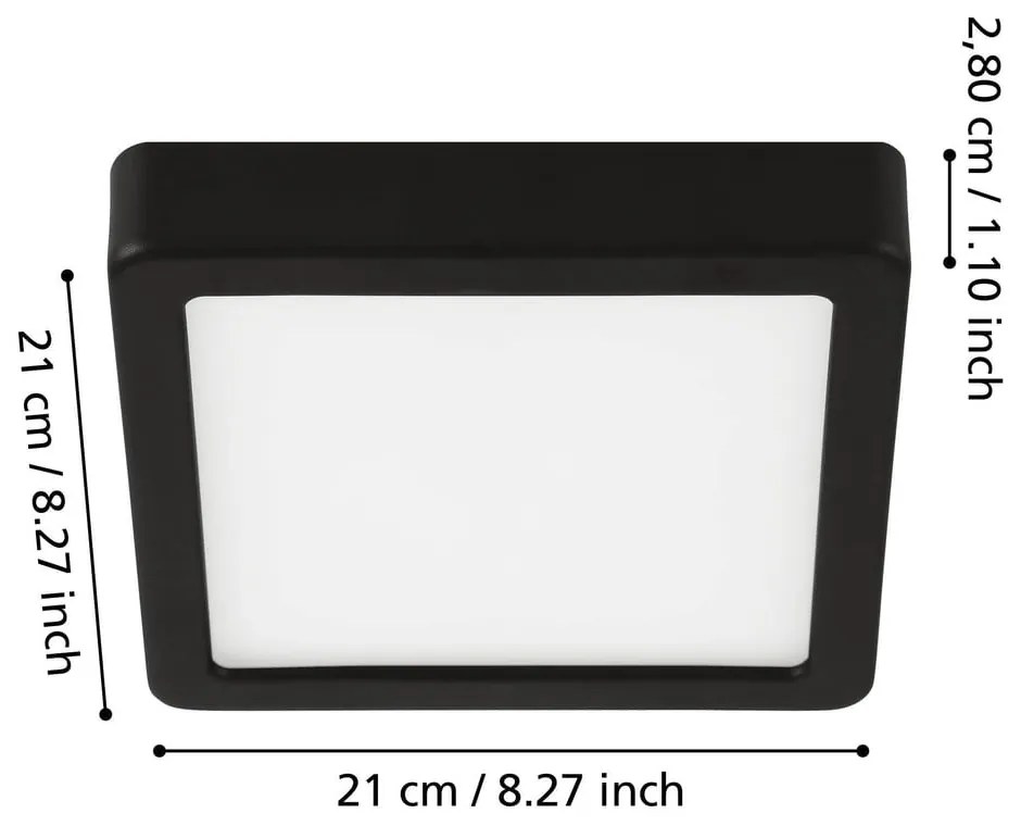 Černé LED stropní svítidlo 21x21 cm FUEVA 5 – EGLO