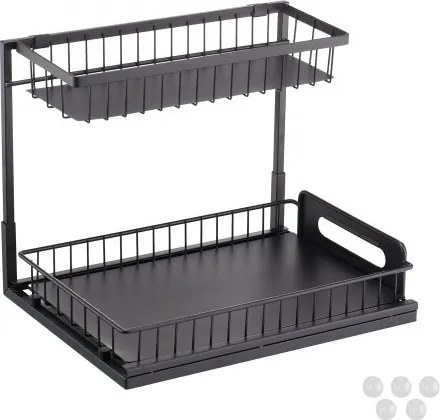 2vrstvá drátěná výsuvná skříňka pod dřez Organizér 27,2 × 35,6 cm zásuvkový koš