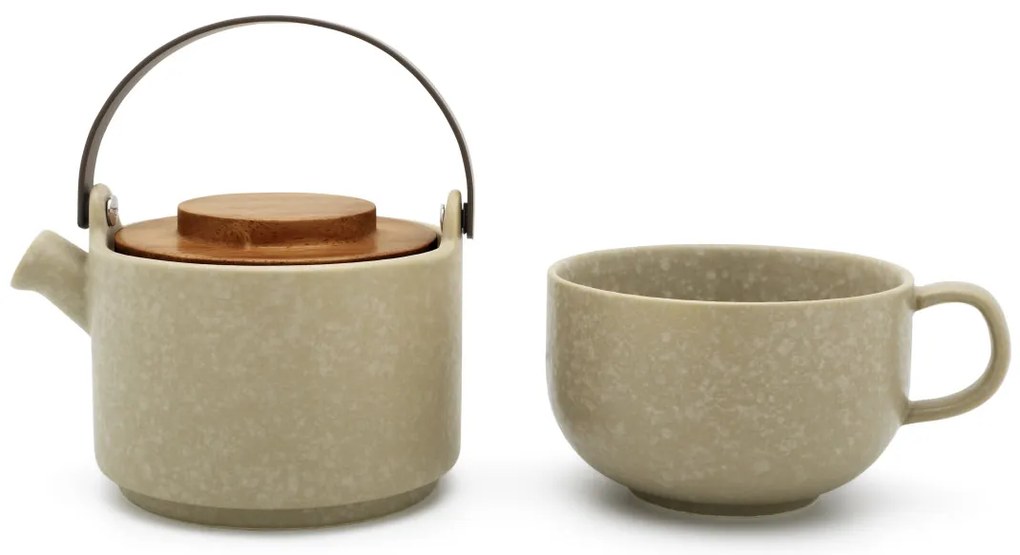 Bredemeijer Sada Umea Tea for one, šedá s bambusovým víkem (0,5l)