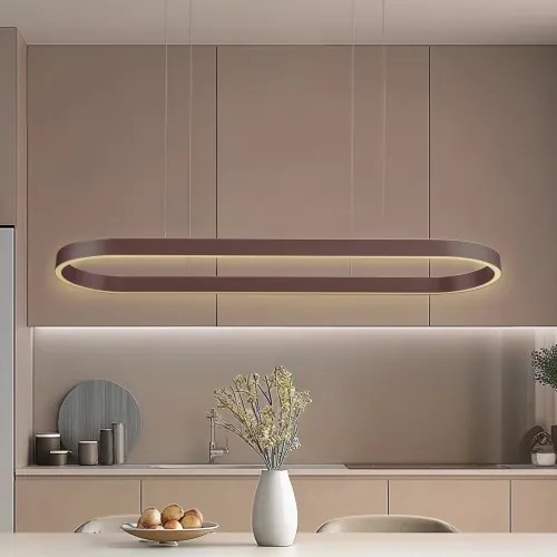 Smart LED závěsné svítidlo Lucande Melinay kávová CCT Tuya 3000K/4000K 51W 2800lm s dálkovým ovládáním 10020398