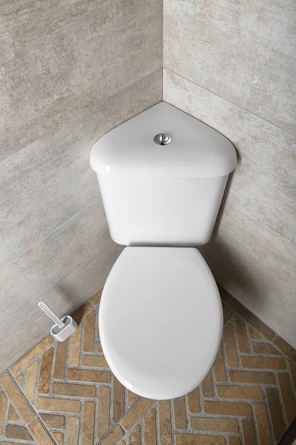 Aqualine Sapho, CLIFTON Rohový WC kombi mísa s nádržkou včetně splachovací soupravy, bílá