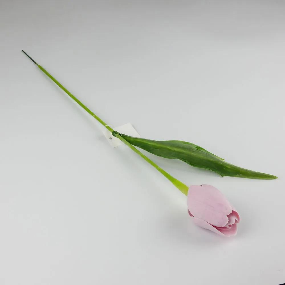 Umělý tulipán pudrově růžový- 43 cm, č. 15
