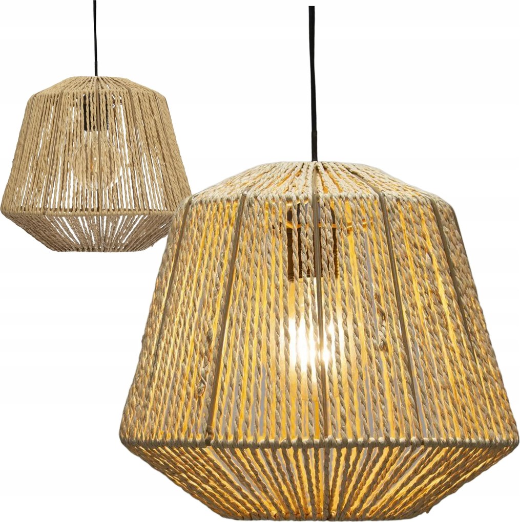 Závěsná Stropní Lampa E27 Boho Lustr 100 CM Do Obývacího Pokoje Ložnice Béžová