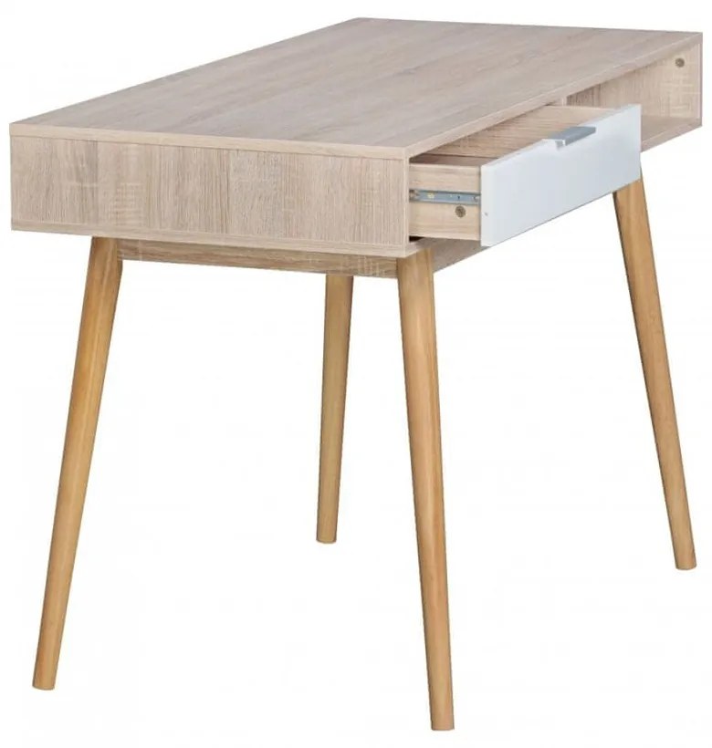 Bruxxi Psací retro stůl Samo, 120 cm, Sonoma dub/bílá