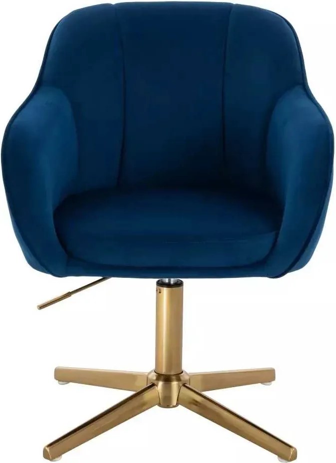 LuxuryForm DESIGN Otočná židle AVOLA VELUR na zlatém kříži - modrá