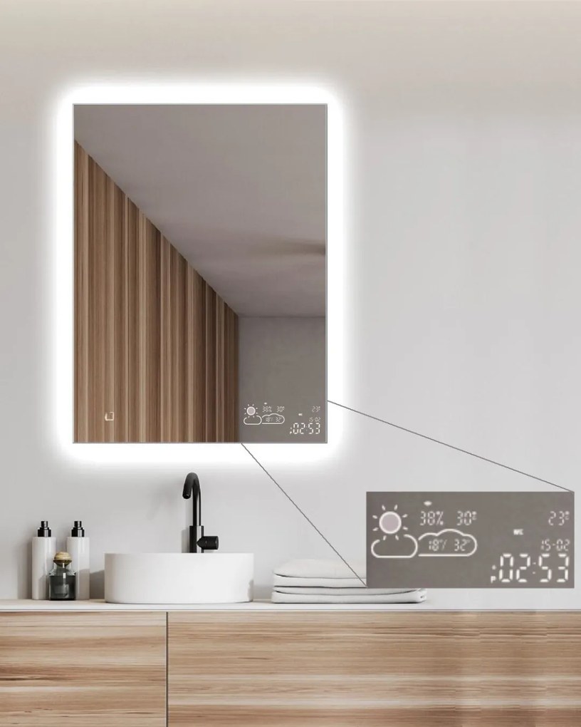Zrcadlo na zeď dveře chodbu do pokoje ložnice koupelny předsíně KONFIG AMBIENTE SENZOR - konfigurátor, na míru s LED podsvícením do stran se senzorem