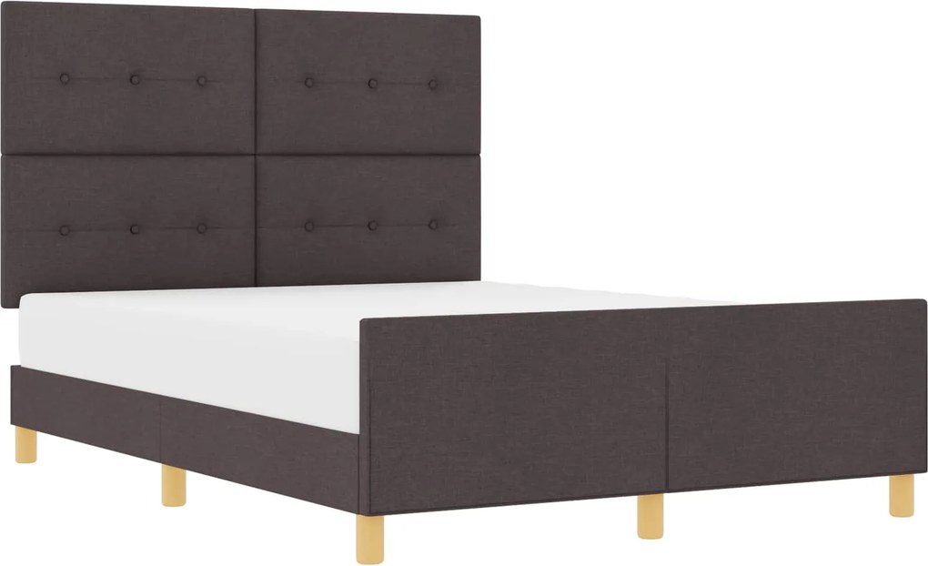 Rám postele s čelo Tmavě hnědá 140 x 190 cm textil 3344728