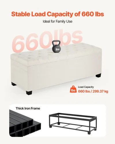 Úložný taburet VEVOR, 1060 × 360 × 240 mm – 1100 × 400 × 400 mm