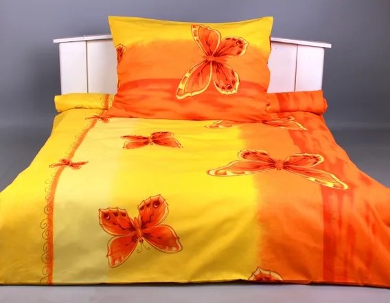 Prodloužené bavlněné povlečení 140x220 - Faira oranžový motýl Lobles