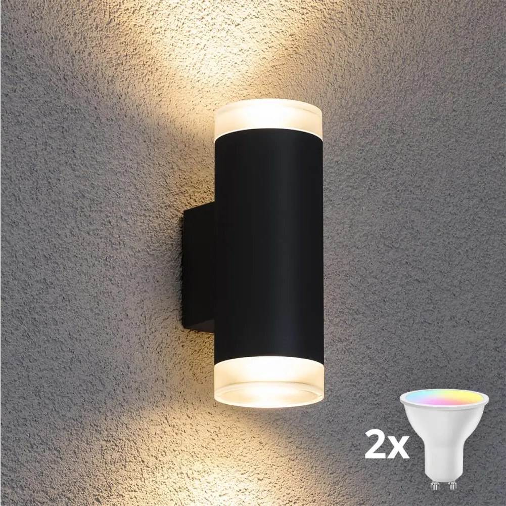 BRILAGI - LED RGBW Venkovní nástěnné svítidlo MATERA 2xGU10/4,8W/230V černá IP54