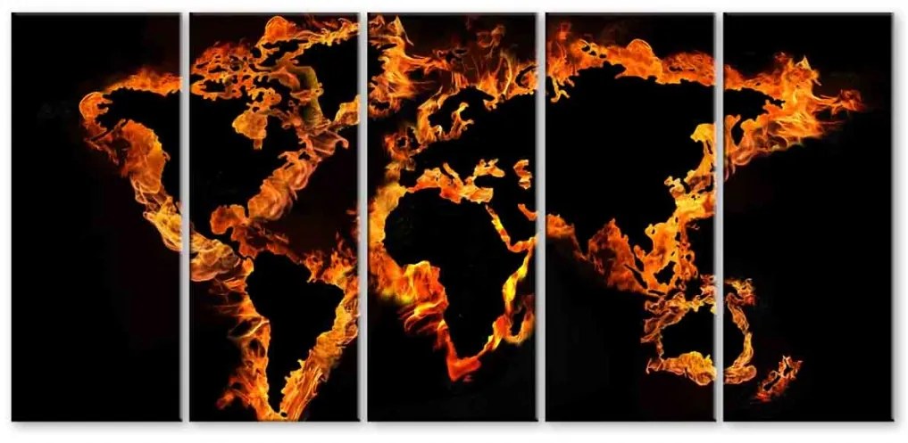 Malvis ® Obraz ohnivá mapa světa Velikost: 200x100 cm