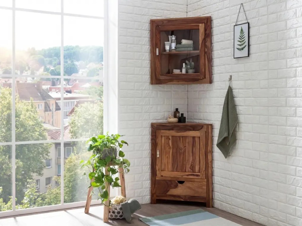 furniture-nabytek.cz - Rohová koupelnová skříňka Laredo akácie