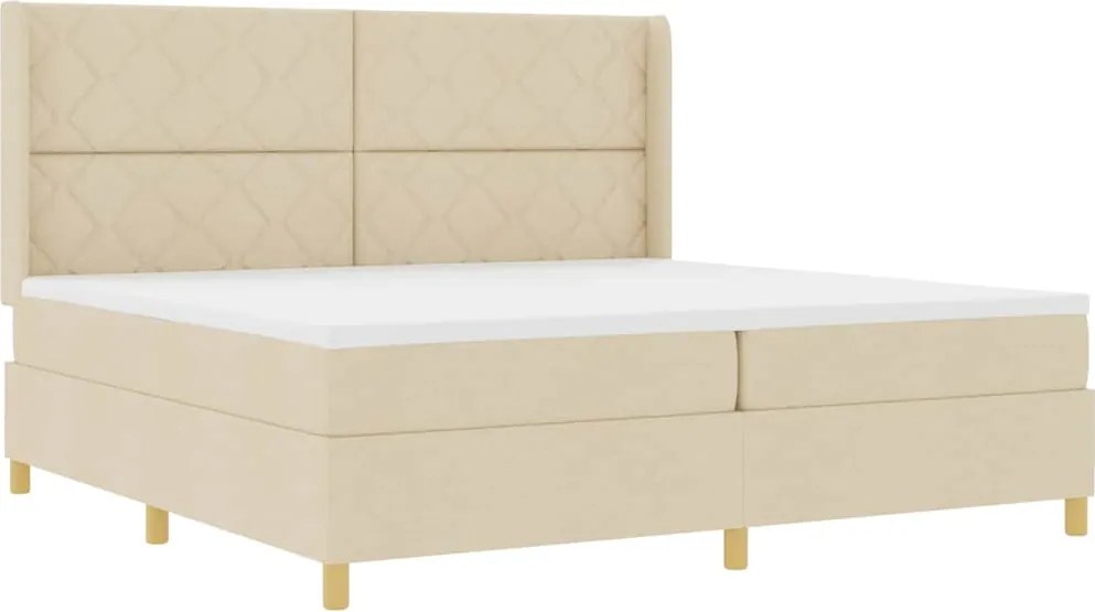 Postel s boxspringem s čelo Krémová 200 x 200 cm textil 3341922