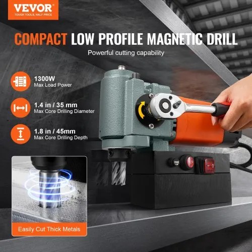 Magnetická vrtačka 1300 W Nízkoprofilová Lehká přenosná