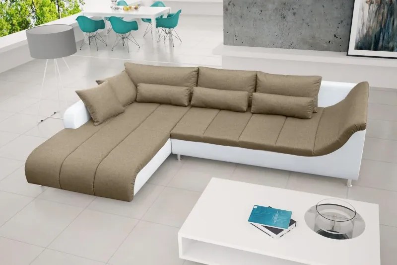 LOFT rohová sedací souprava, levá, bílá/béžová (soft 17/inari 23)