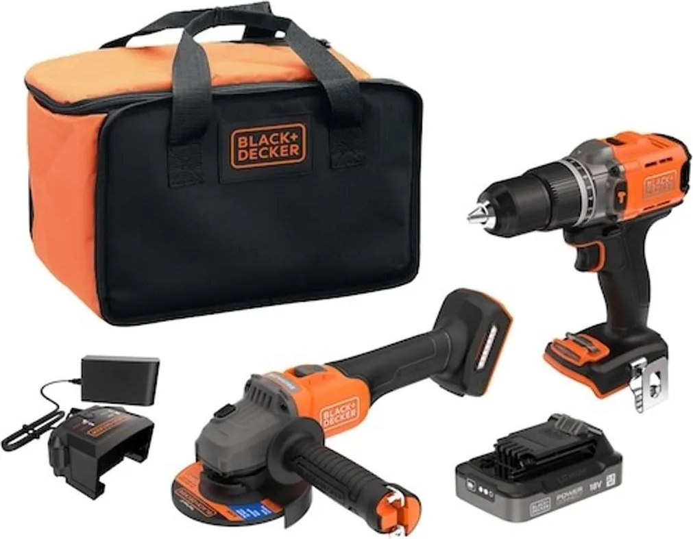 BLACK+DECKER - 5dílná sada AKU nářadí, baterií a nabíječky BCK24E1SB-QW