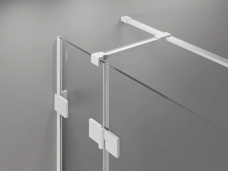 Mexen Lunar T, sklápěcí sprchový kout levý 90 x 110 cm, 8mm čiré sklo, bílý profil, 834T-090-110-20-00-L