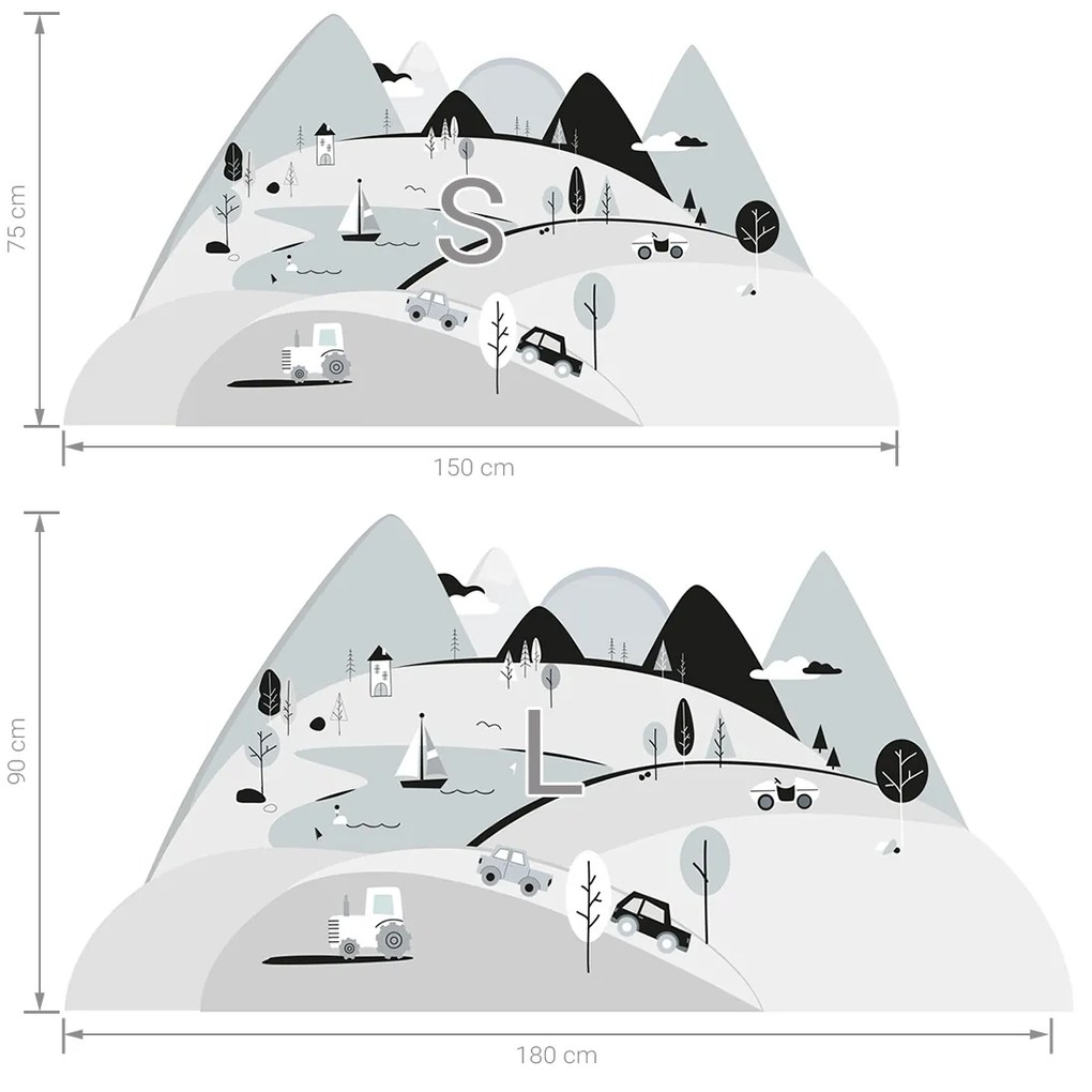 Nástěnná samolepka HORY šedá Zvolte rozměr: S