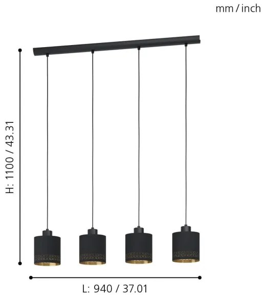 Eglo 99275 - Lustr na lanku ESTEPERRA 4xE27/28W/230V