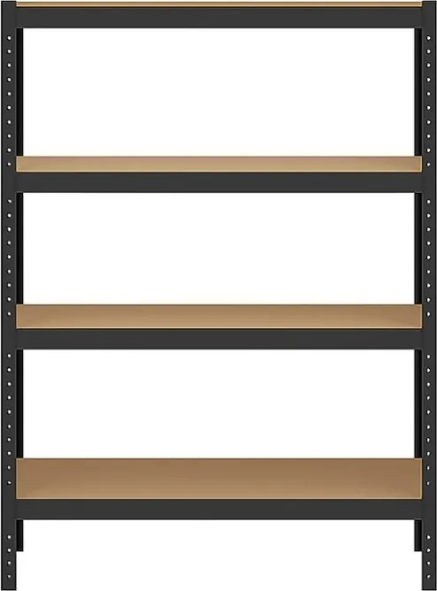 Regál 160x80x40 cm lakovaný 4-policový, nosnost 700 kg - černý
