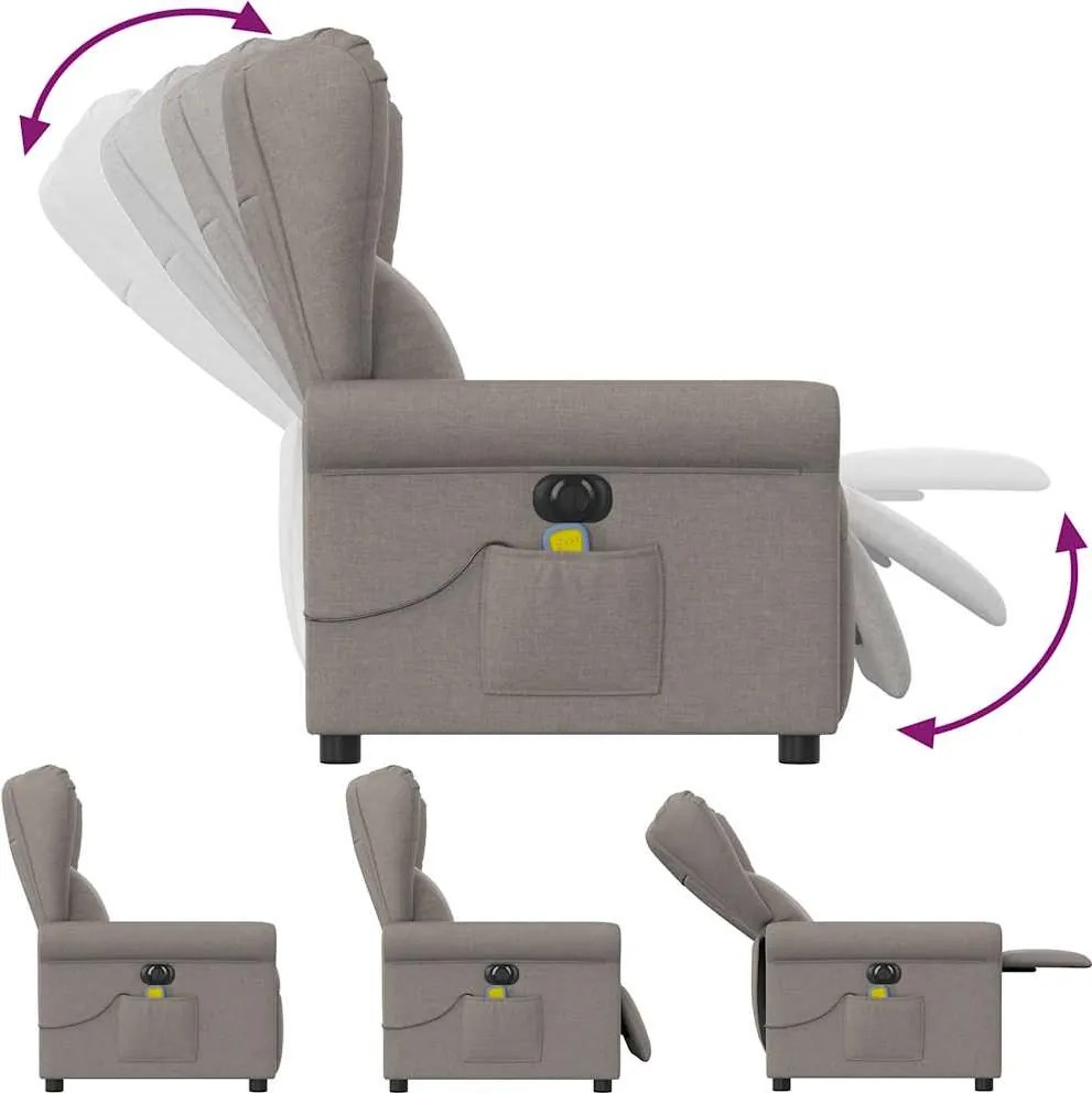 Elektrické masážní polohovací křeslo taupe textil 3303371