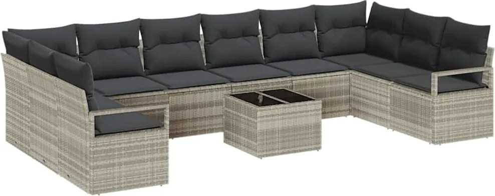 Set pohovek 11 ks Světle šedá polyratan 3346572