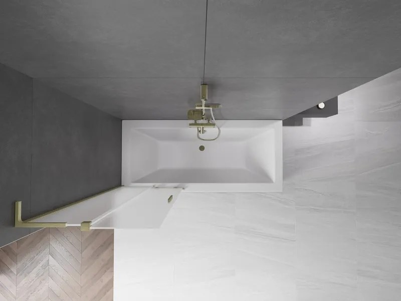 Mexen Velar L, 2-křídlová posuvná vanová zástěna 70 x 150 cm, 8mm sklo námraza, zlatá matná, 896-070-003-31-55