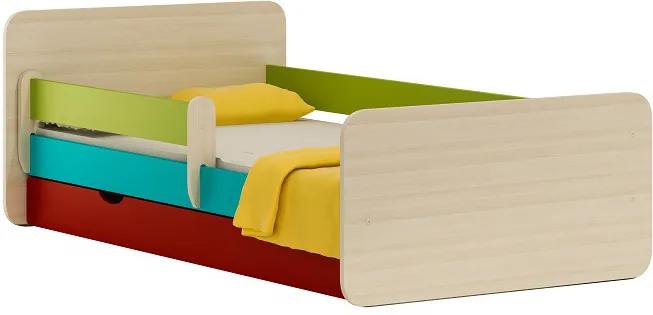 Dětská postel se zábranou COLOR 20  + zásuvka,rošt a matrace Rozměry: 80 x 160 cm, Barevné provedení: mix / bílá