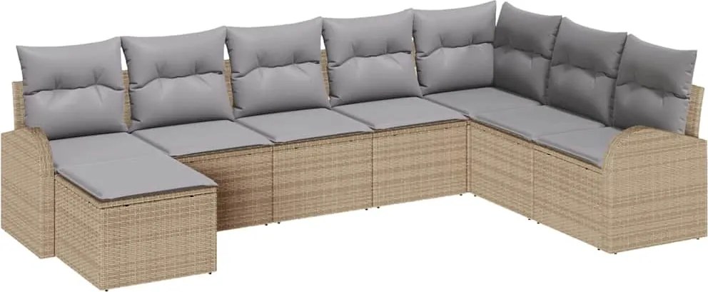 Set pohovek 8 ks Beige a světle šedá polyratan 3354829