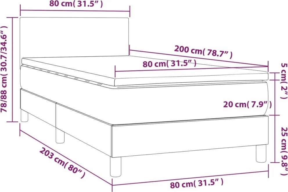 vidaXL Box spring postel s matrací 80 x 200 cm textil [3140415] Barva: krémová