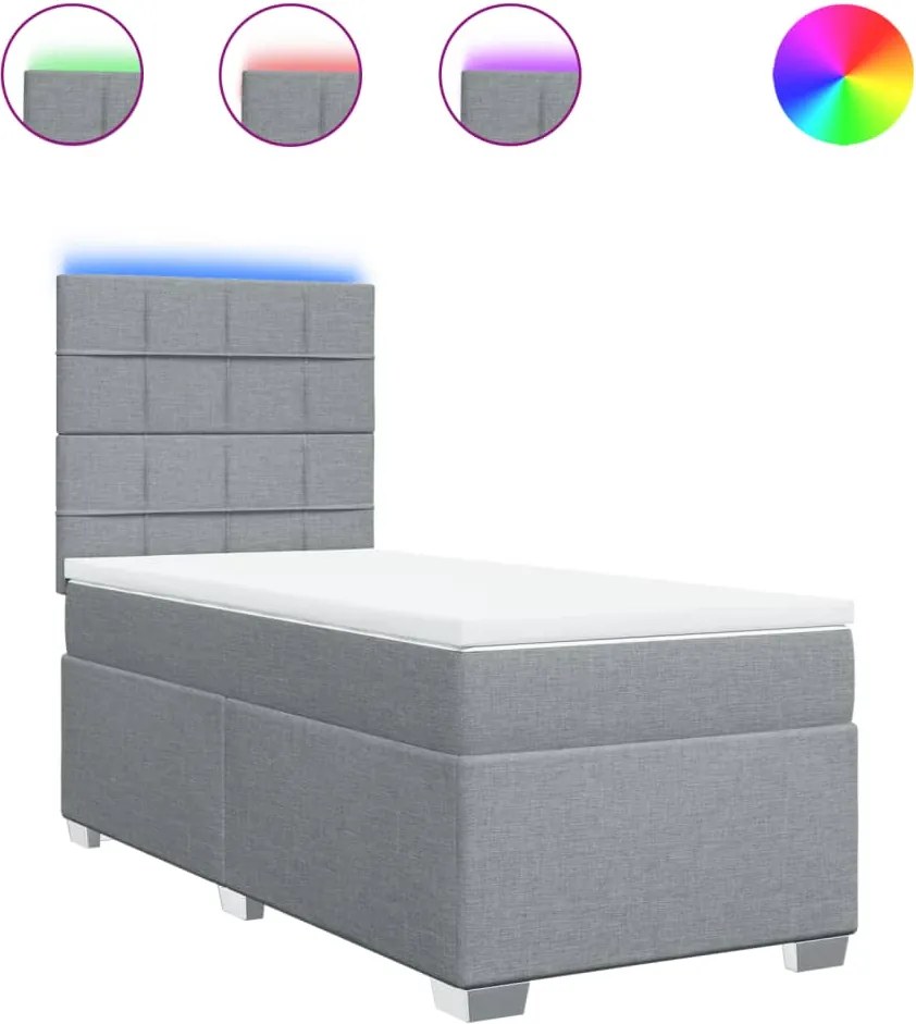 Box spring postel s matrací světle šedá 80 x 200 cm textil 3292615