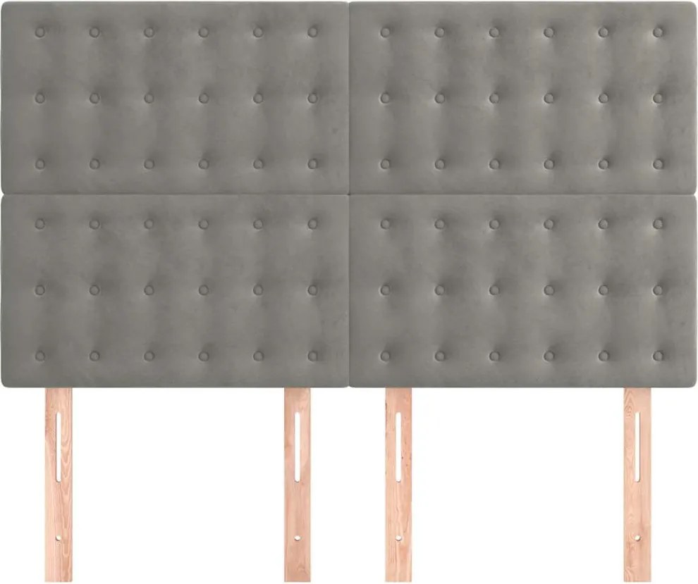 Čelo postele světle šedé 144x5x118/128 cm sametové 3116814